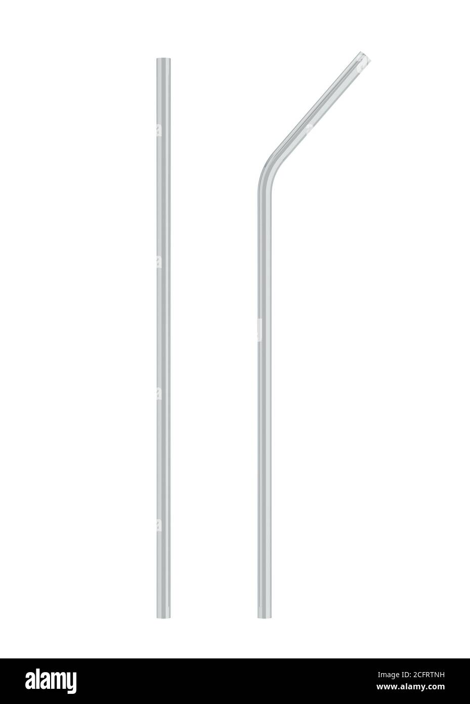 Metallic straw to use instead of plastic one. 3d illustration isolated ...