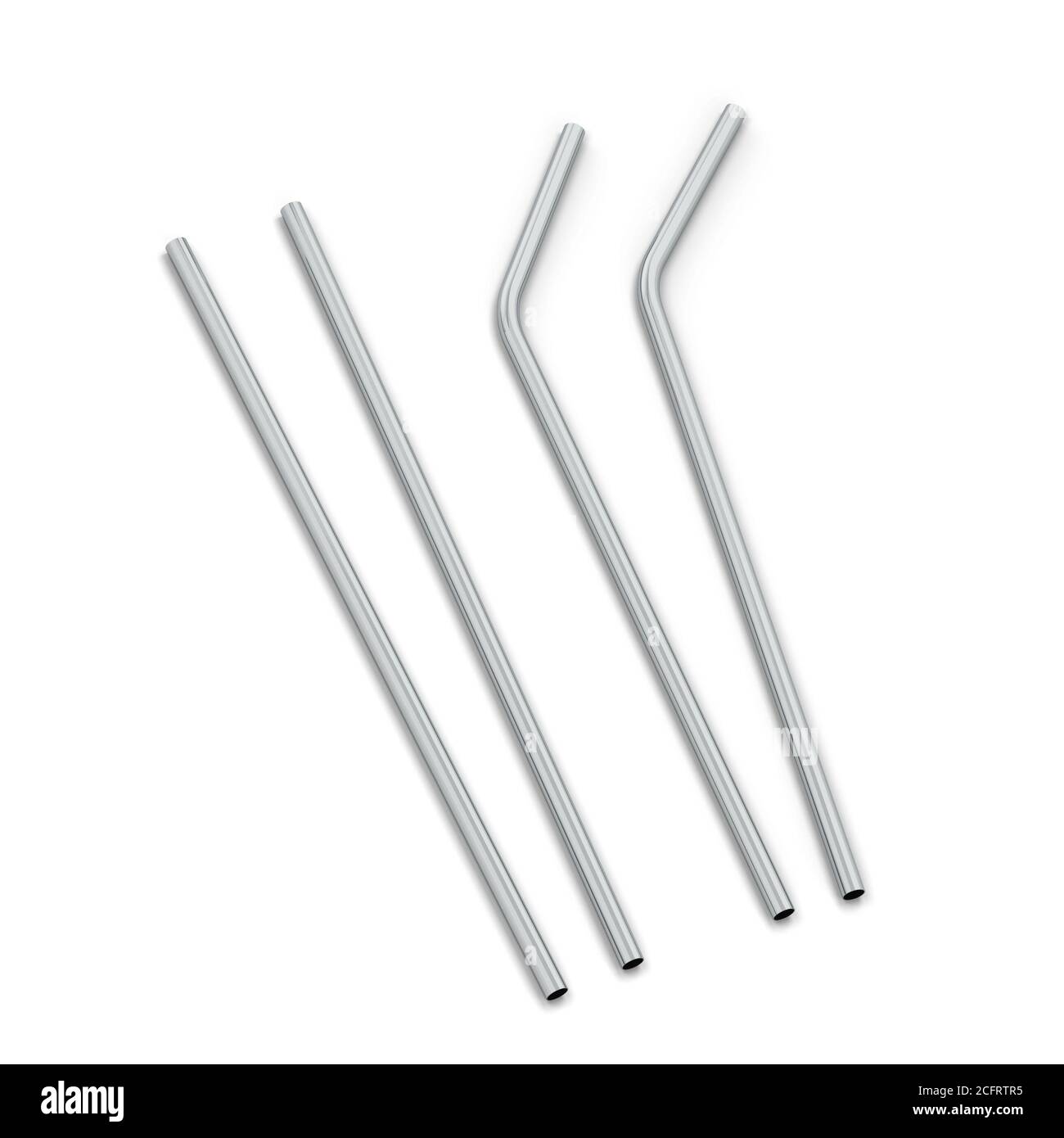 Metallic straw to use instead of plastic one. 3d illustration isolated ...