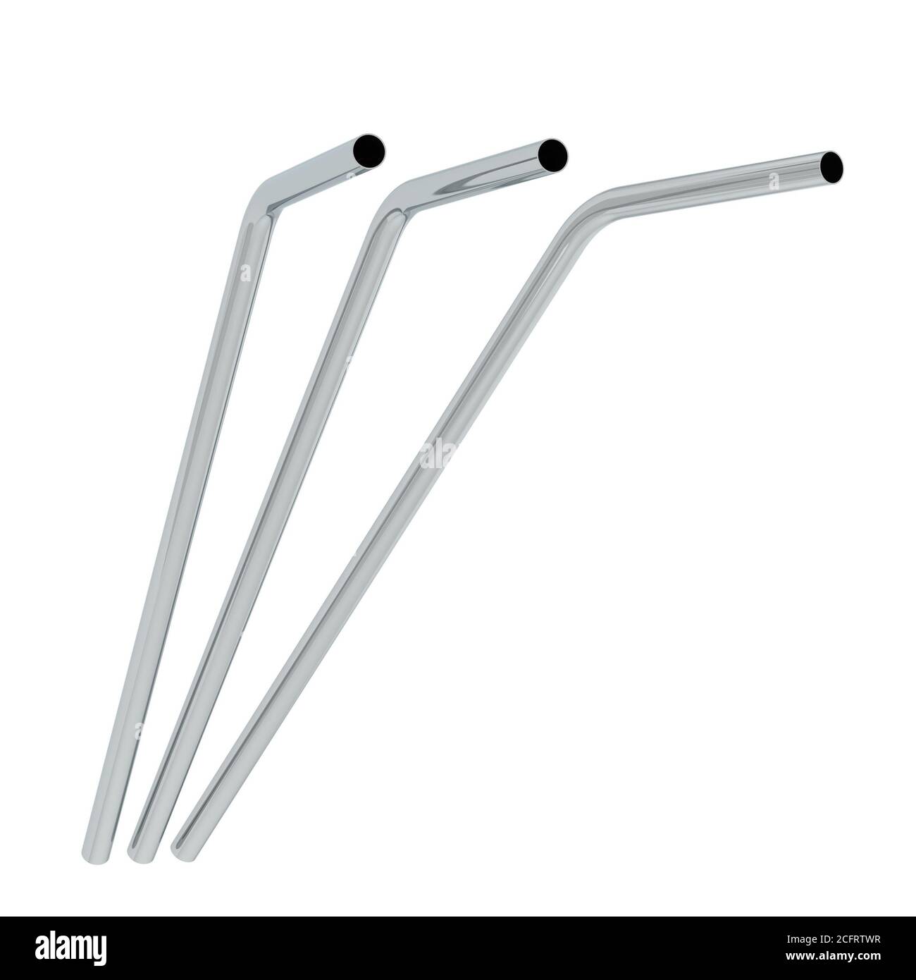 Metallic straw to use instead of plastic one. 3d illustration isolated ...