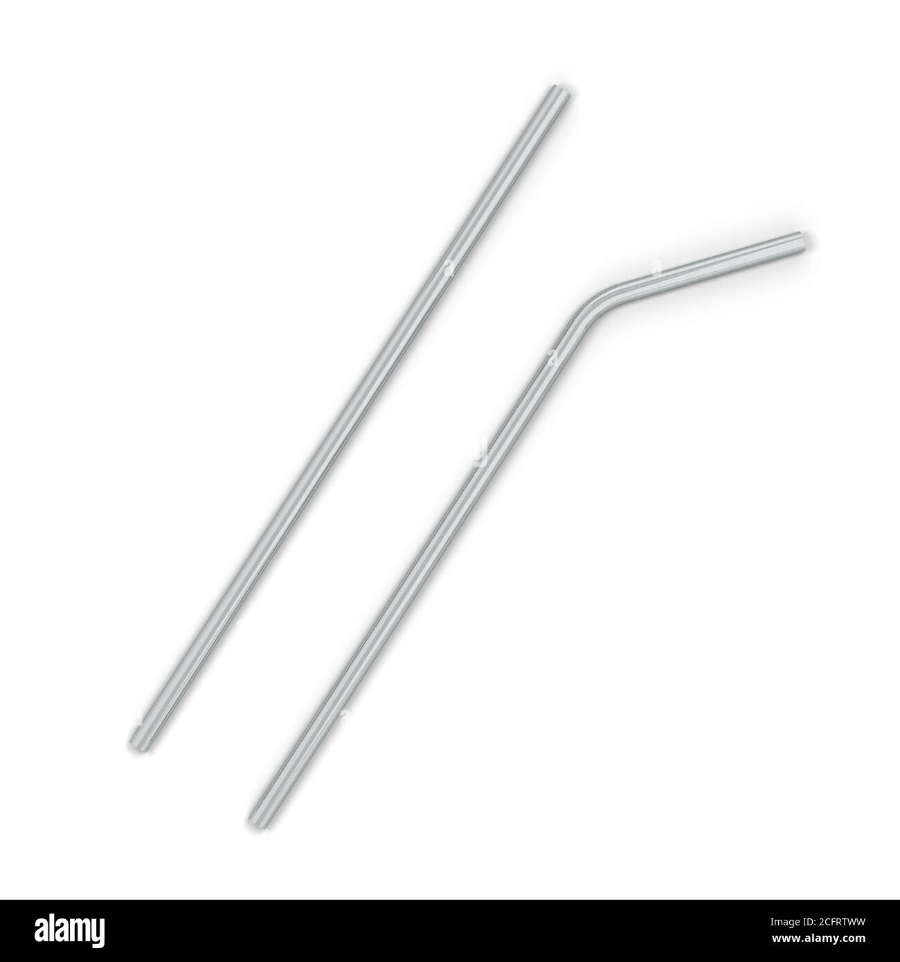 Metallic straw to use instead of plastic one. 3d illustration isolated ...