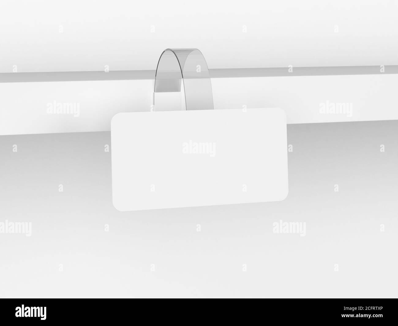 Blank wobbler tag on a market shelf mockup. 3d illustration isolated on ...