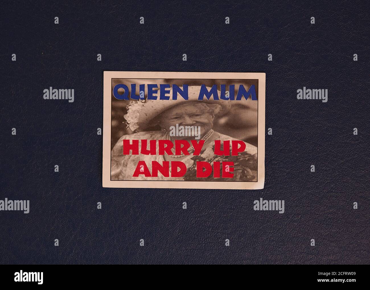 Queen mum hurry up and die, anarchist sticker Stock Photo - Alamy