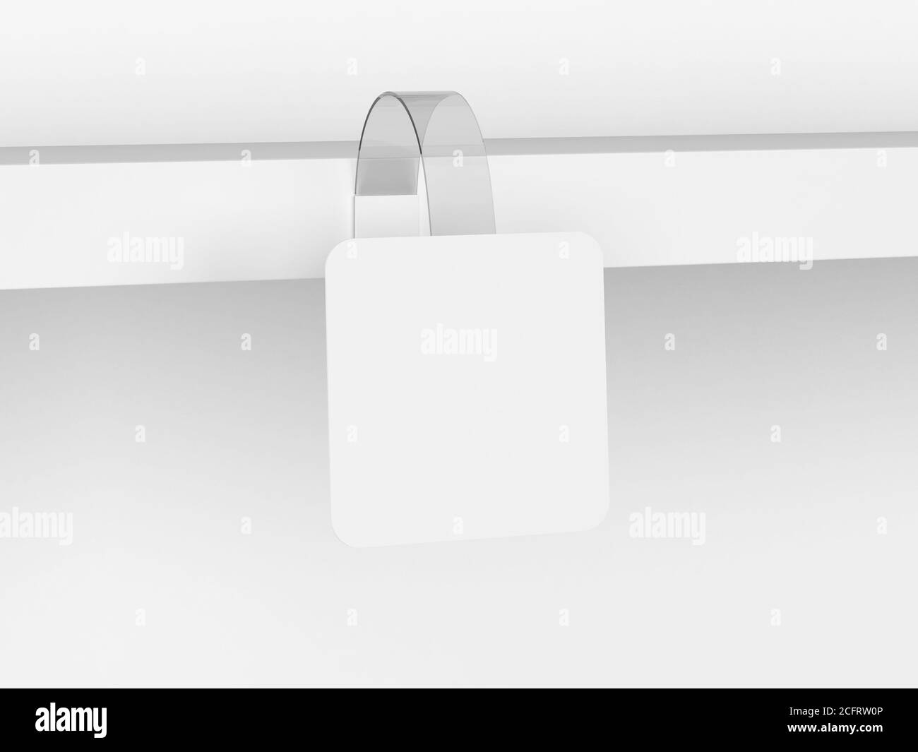 Blank wobbler tag on a market shelf mockup. 3d illustration isolated on ...