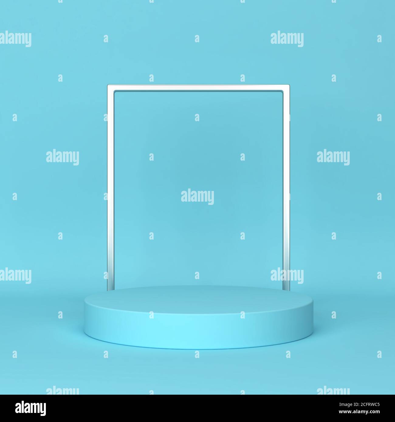 Round podium with a frame. Minimal scene. 3d illustration Stock Photo ...