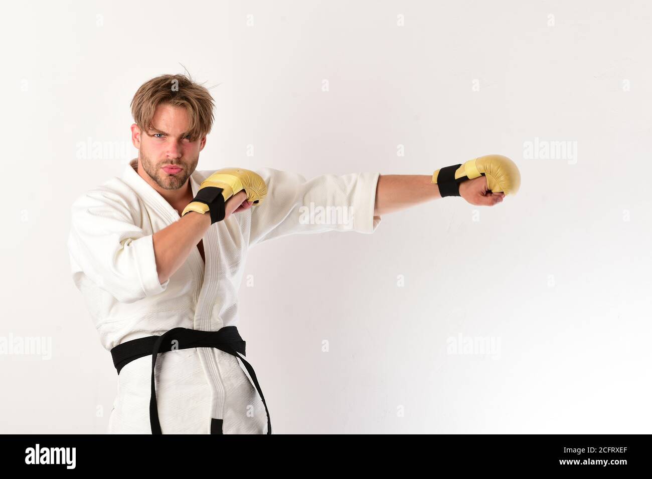 MMA fighter with strong body practices martial arts. Healthy lifestyle ...