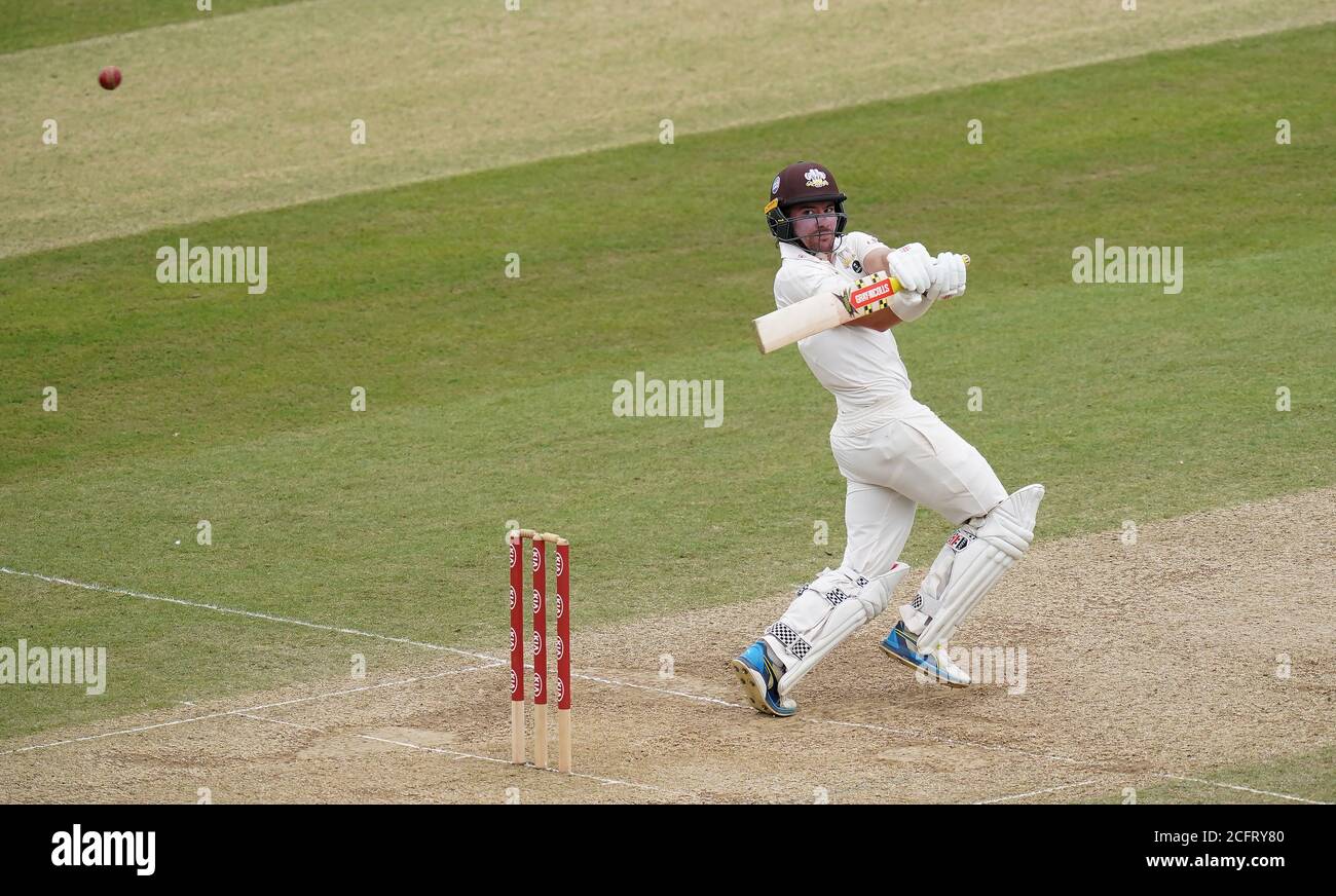 Surrey's Rory Burns batting during day two of the Bob Willis Trophy ...