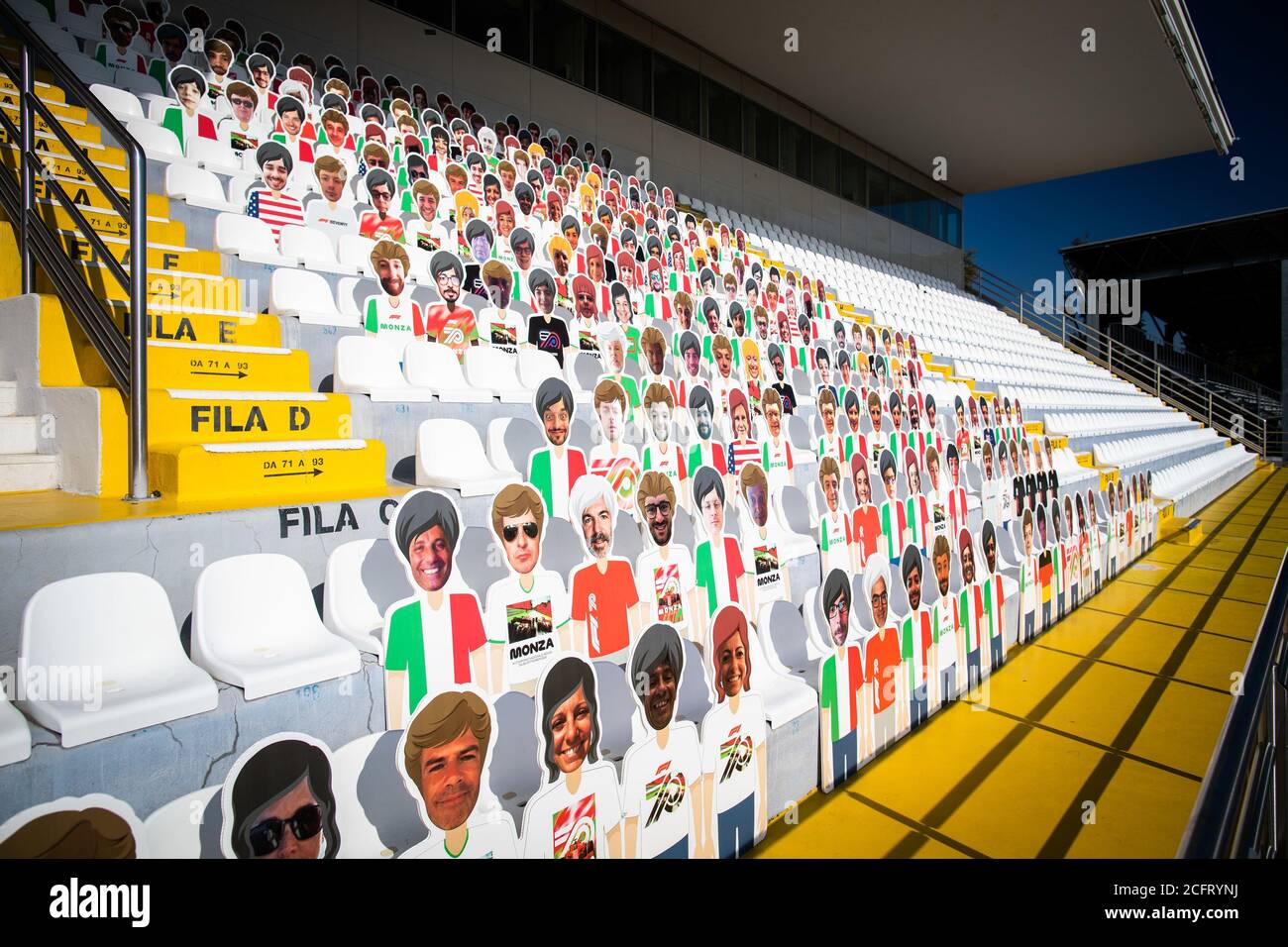 empty grandstands, gradins, with fake spectators, fans during the ...