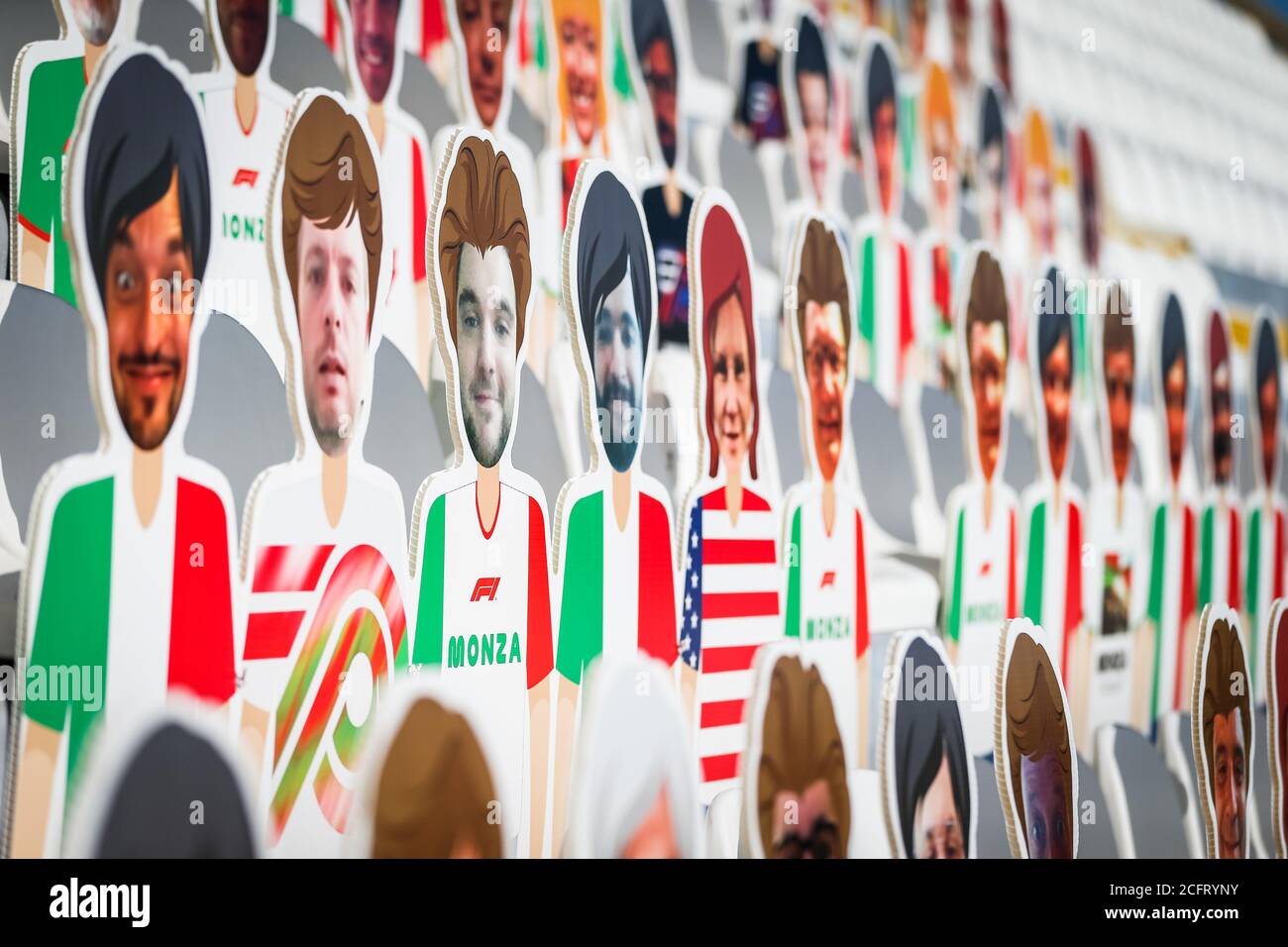 empty grandstands, gradins, with fake spectators, fans during the ...