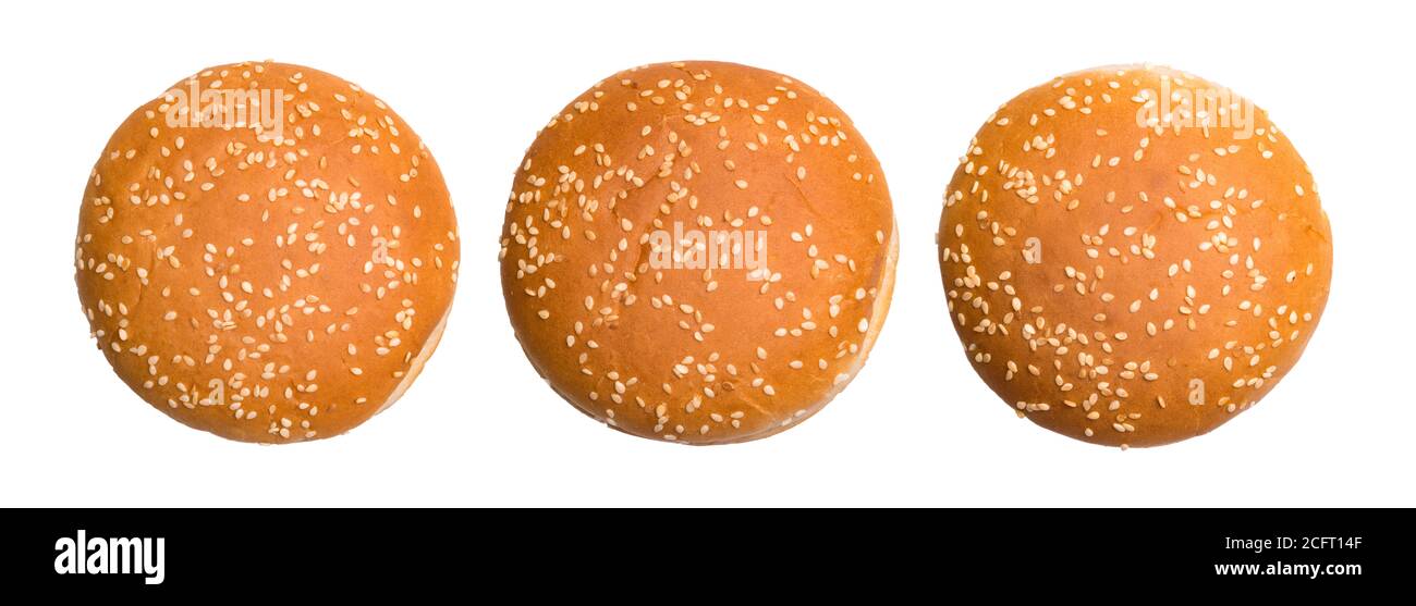 Set of burger bun isolated on white background. View from above Stock ...