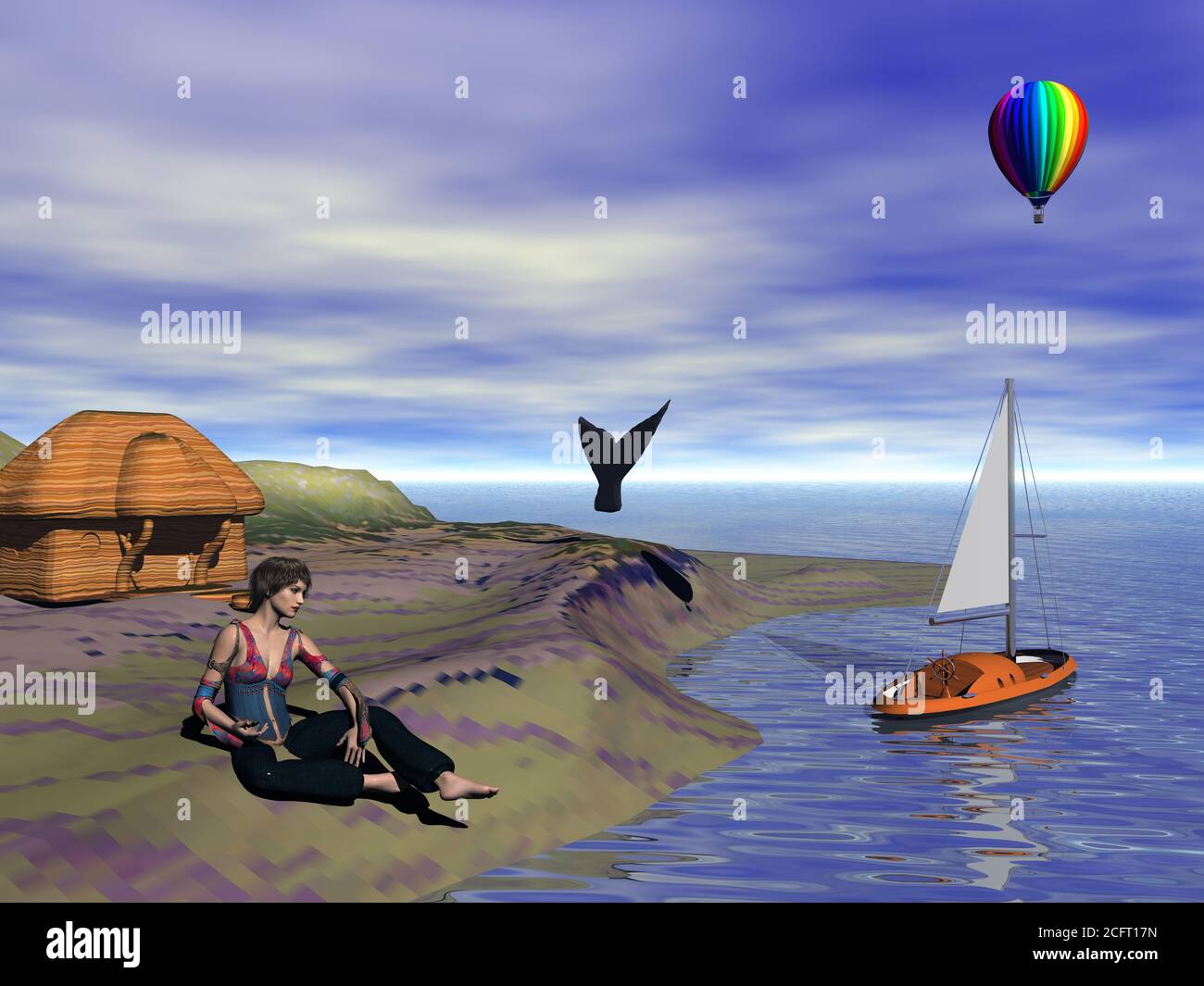 Segelboot im Wasser Stock Photo - Alamy