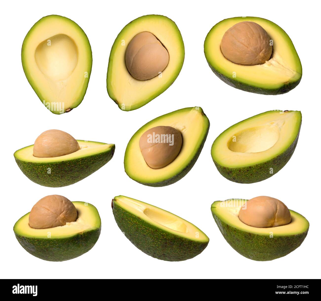 Big set of fresh ripe avocado isolated on a white background Stock ...