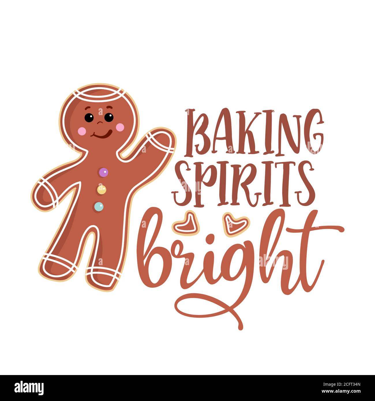 Baking spirits bright - Hand drawn vector illustration. Cookie color ...