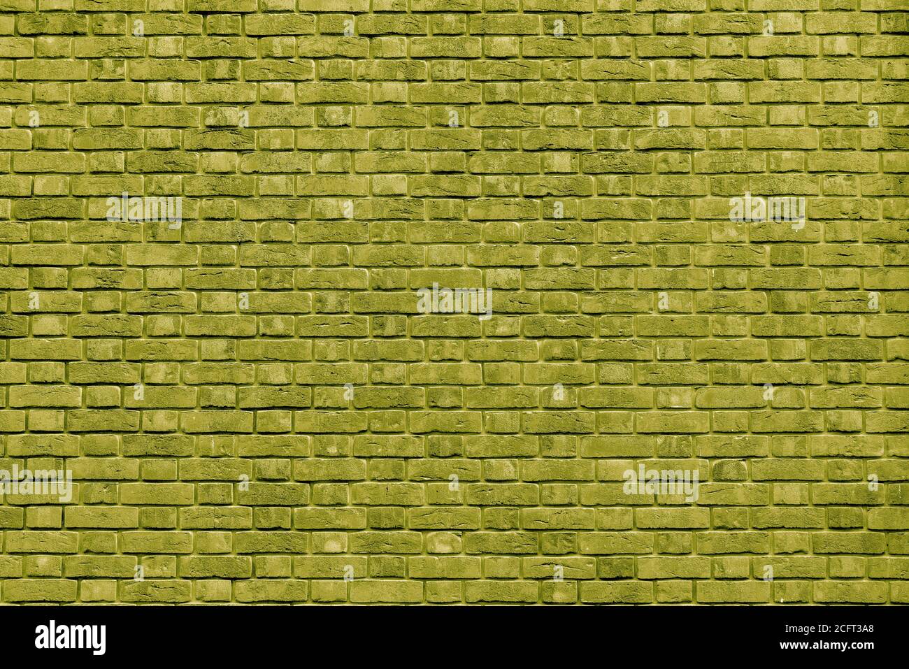 Chartreuse green brick building wall. Interior of a modern loft ...