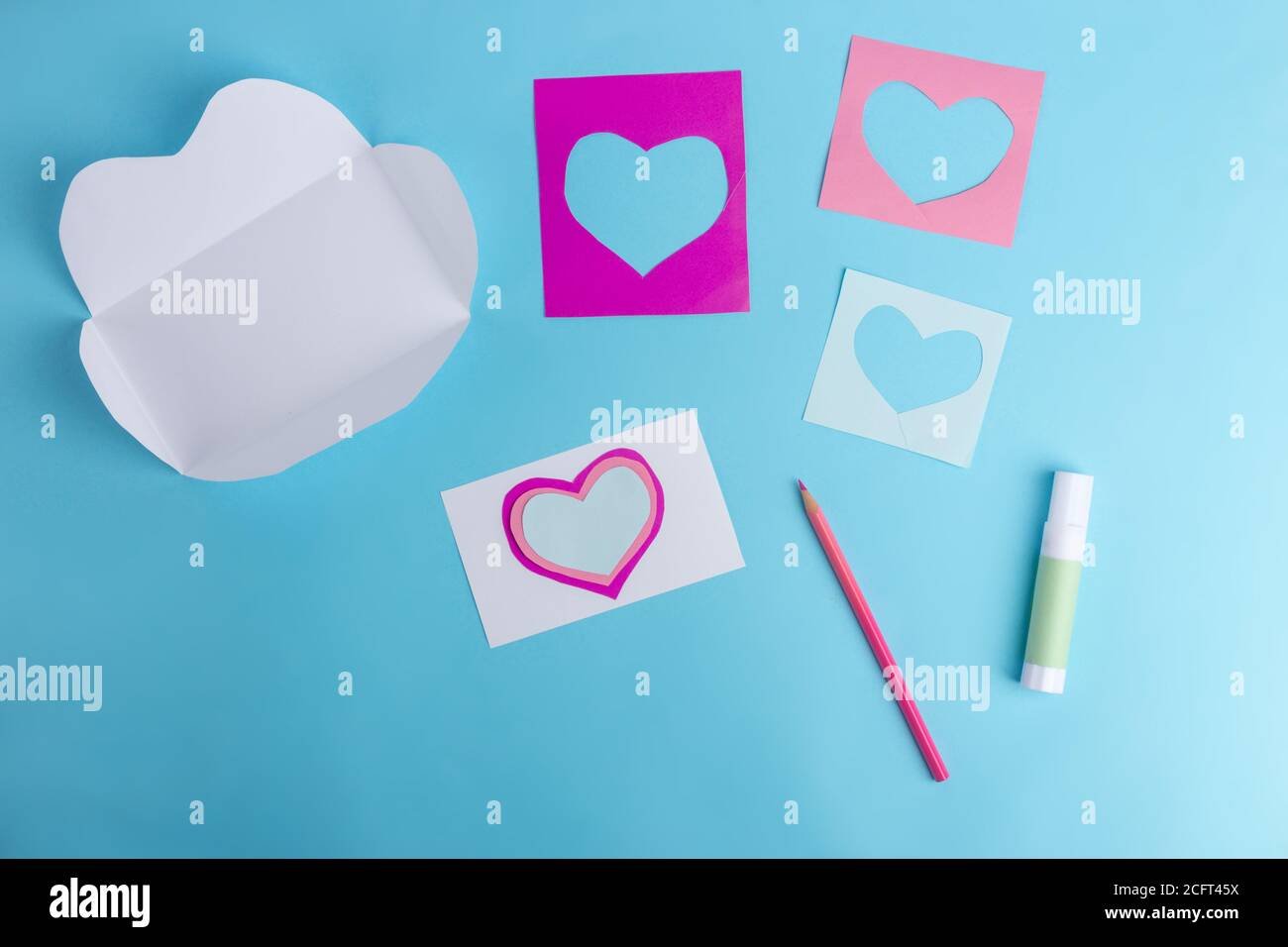 DIY greeting card, paper craft made by a child Stock Photo - Alamy