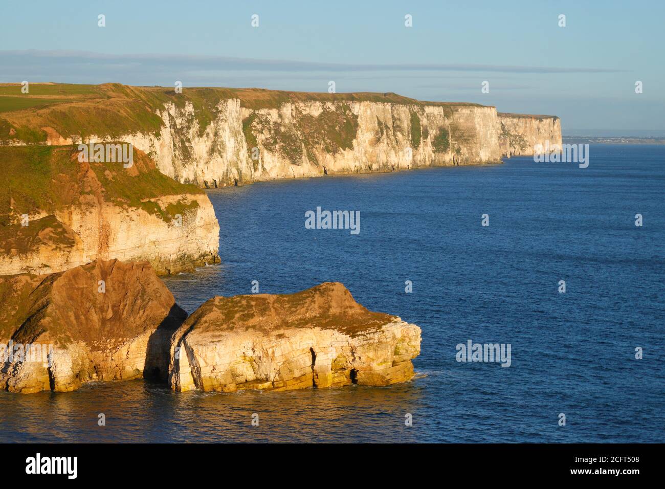 Looking across to Bempton Cliffs from Thornwick Bay on the Yorkshire ...