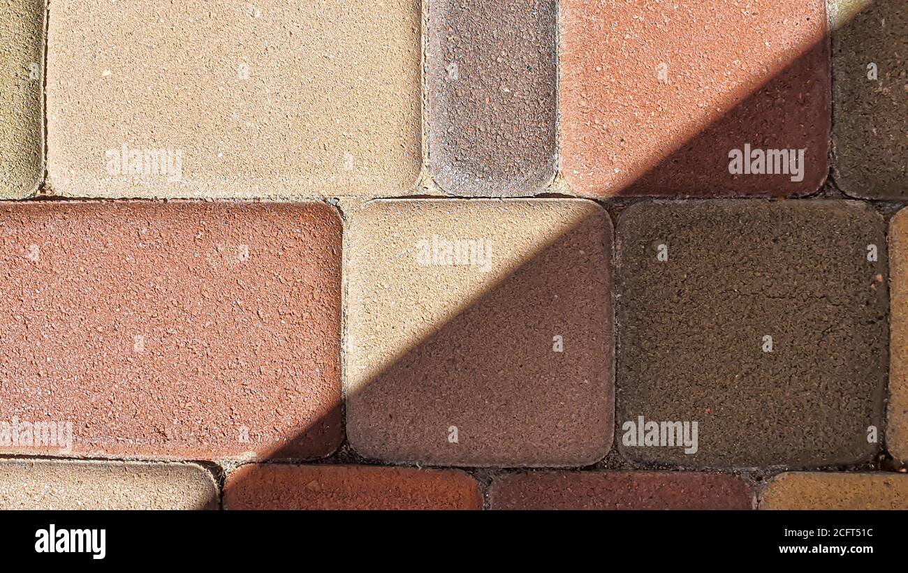 Masonry on the wall and floor. Various stone textures. Multicolored ...