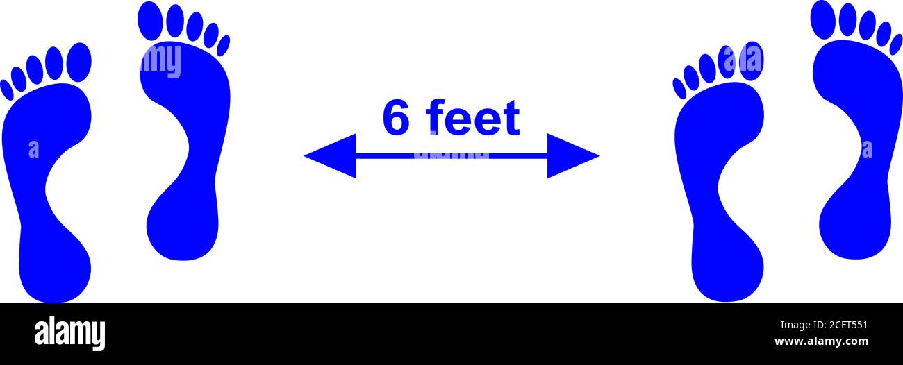 Keep your distance, footprints in one illustration Stock Photo - Alamy