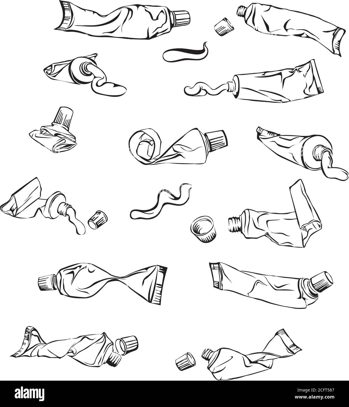 Tubes in various versions of the image and angles, tubes of paints ...