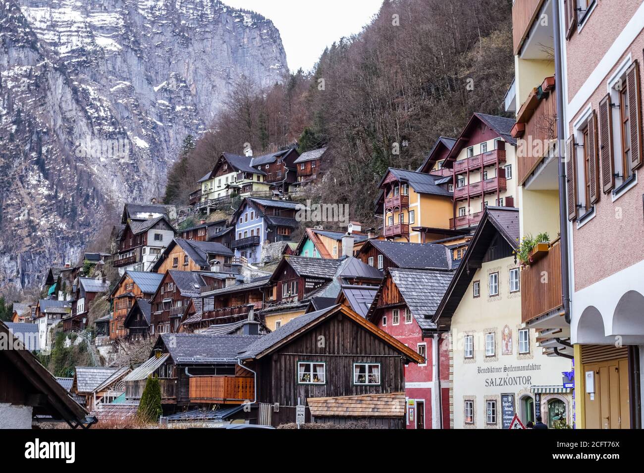 Hallstatt, Austria - March 4, 2017: View of Traditional Old Houses ...