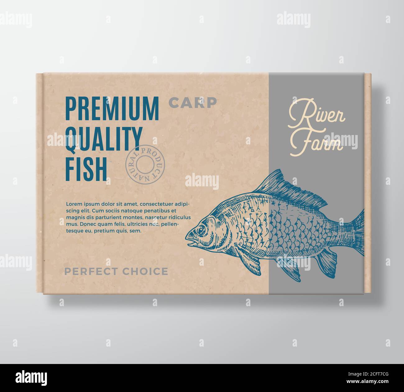 Premium Quality Fish Realistic Cardboard Box. Abstract Vector Packaging ...