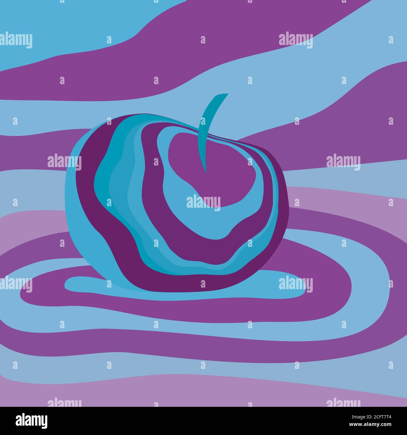Apple fruit psychedelic purple blue. Vector illustration optical ...