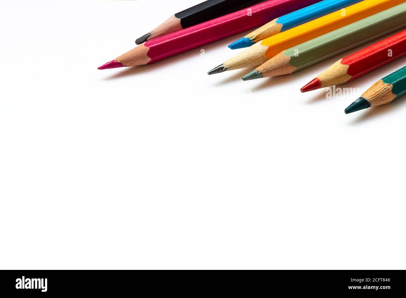 pencil crayon on the white paper Stock Photo - Alamy