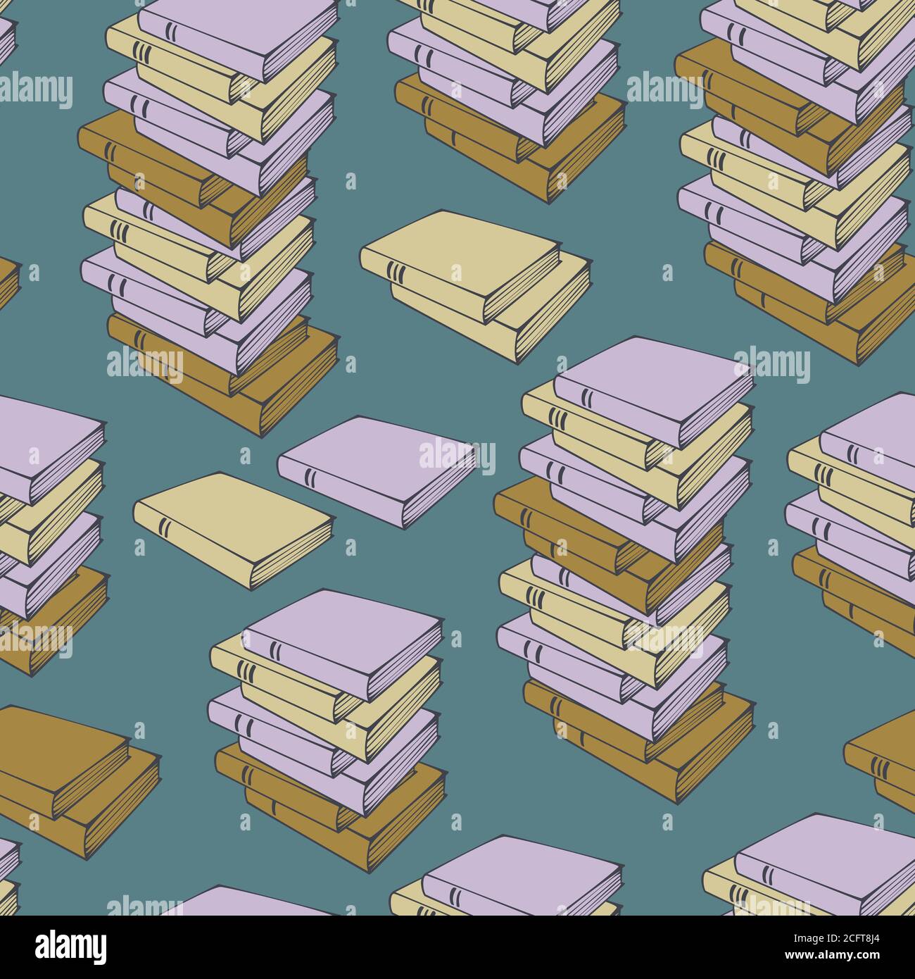 Vector seamless pattern of books and stacks of book. Concept for book ...