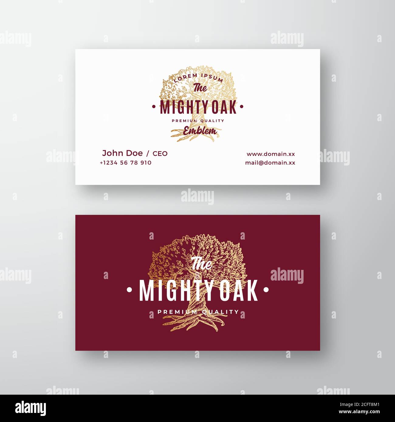 Mighty Oak Abstract Vector Logo and Business Card Template. Hand Drawn ...