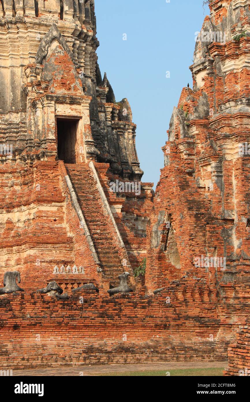 ruined buddhist temple (wat chai watthanaram) in ayutthaya in thailand ...