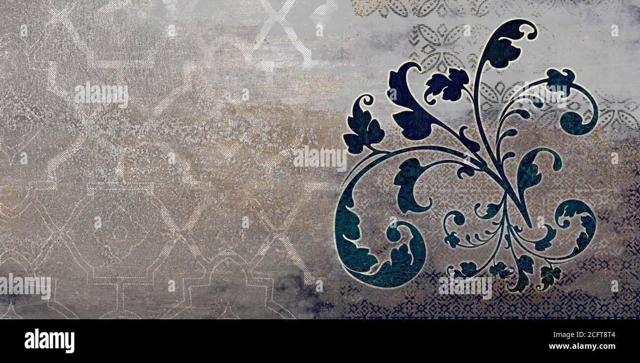 italian tile design digital art style painting Stock Photo - Alamy