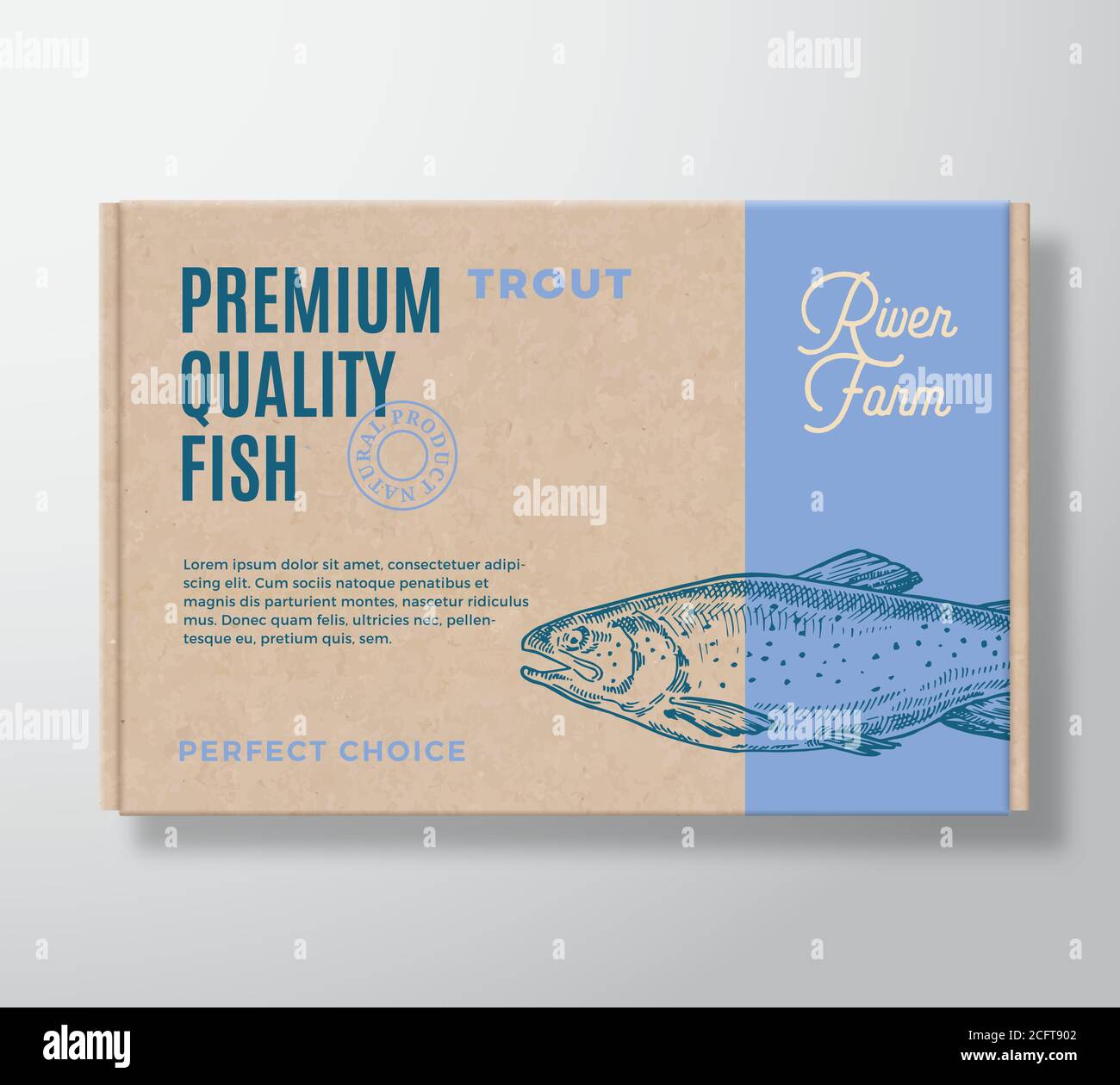 Premium Quality Fish Realistic Cardboard Box. Abstract Vector Packaging ...