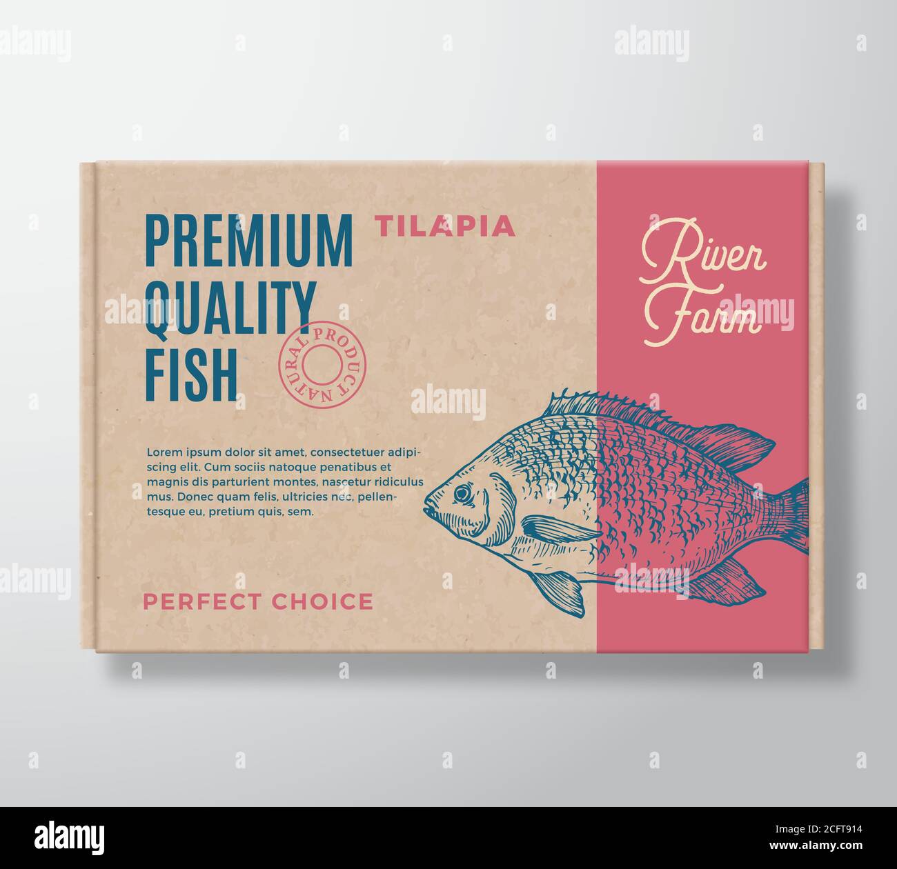 Premium Quality Fish Realistic Cardboard Box. Abstract Vector Packaging ...