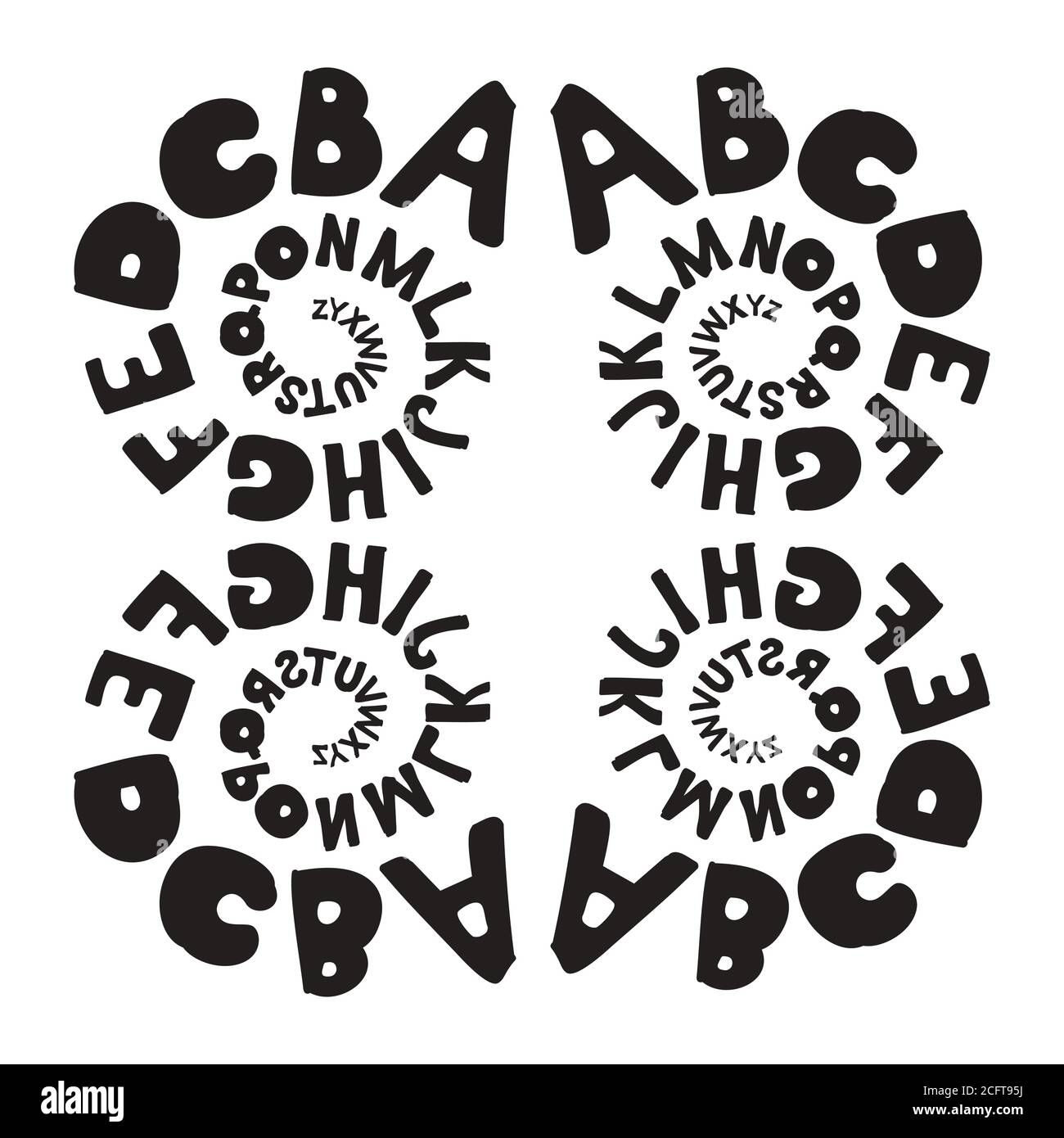 Alphabet spiral isolated pattern. Letter vector illustration. Pattern ...