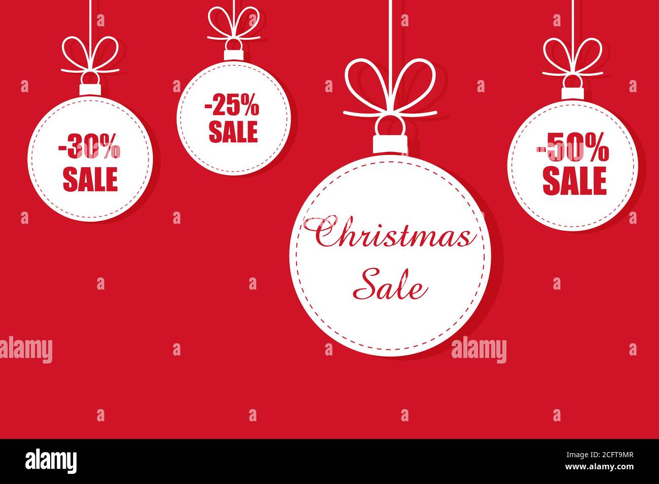 Christmas balls sale. Special offer vector tag. New year holiday card ...
