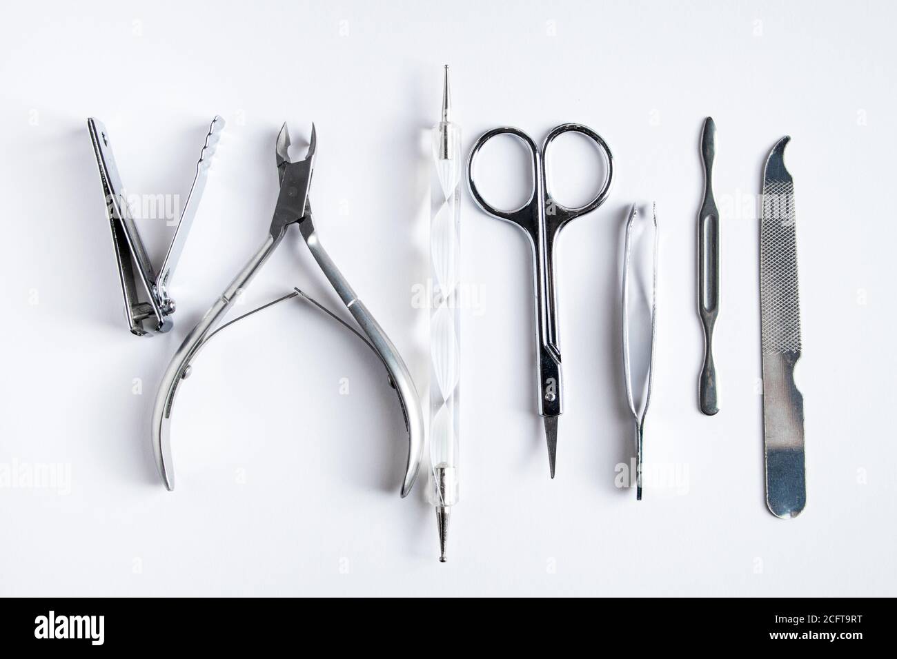 Tools for manicure and nail care on a white background Stock Photo - Alamy