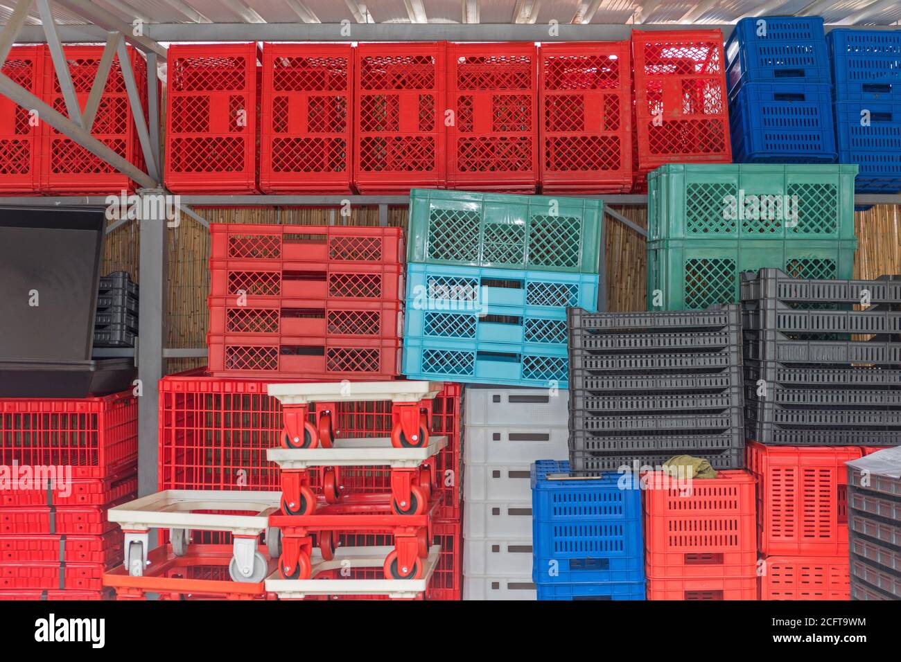 Plastic Crates and Transport Boxes Variety Selection Stock Photo - Alamy