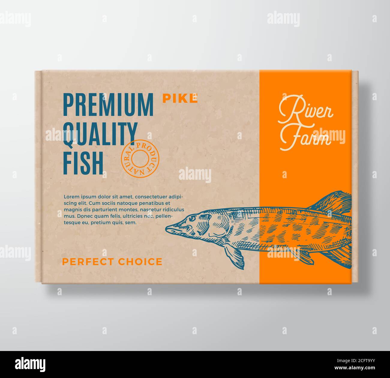 Premium Quality Fish Realistic Cardboard Box. Abstract Vector Packaging ...
