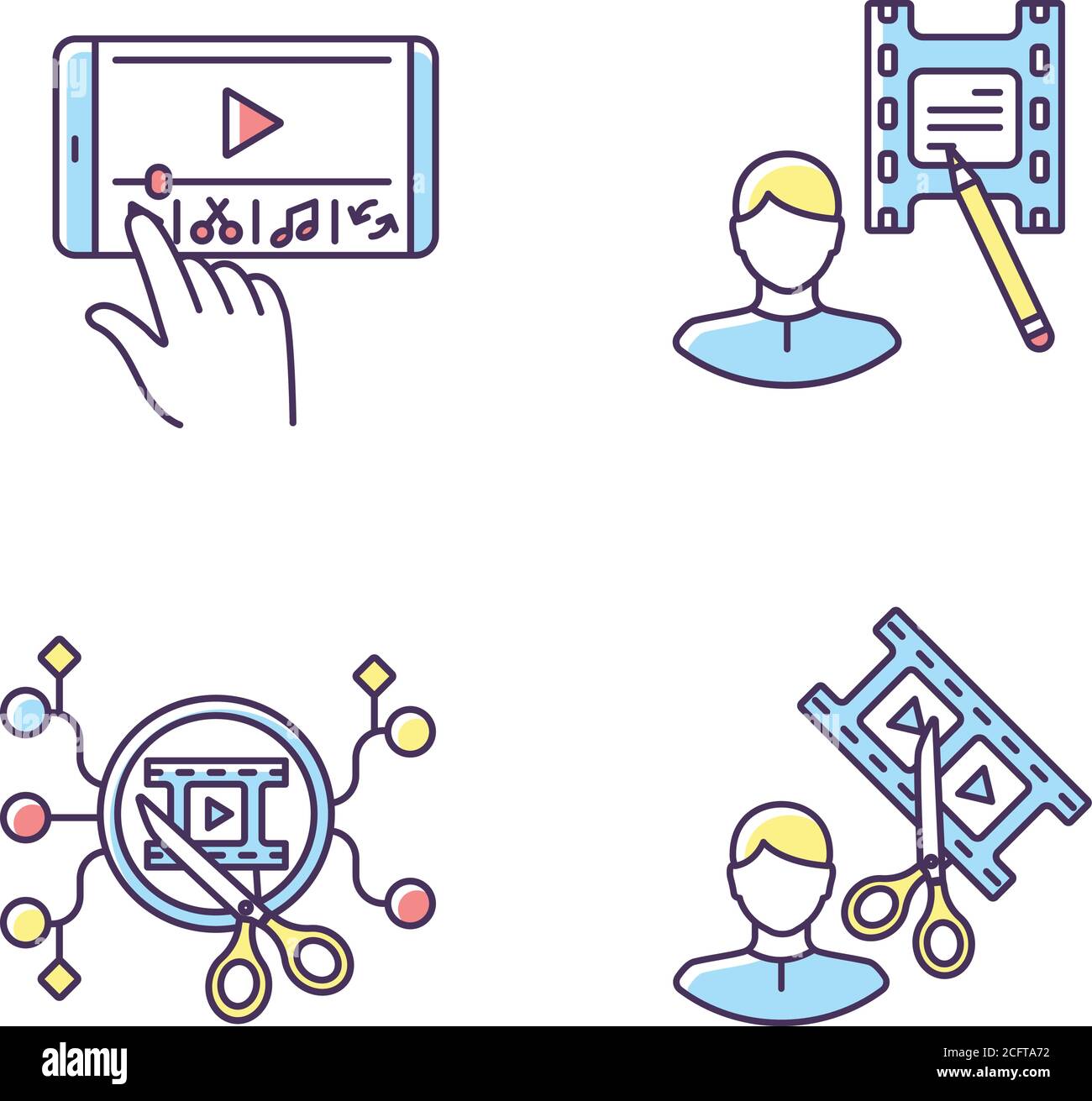 Movie making RGB color icons set Stock Vector Image & Art - Alamy