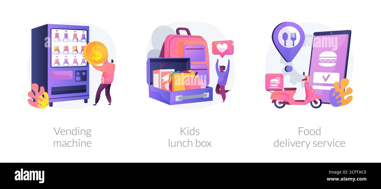 Take away lunch and snack abstract concept vector illustrations Stock ...