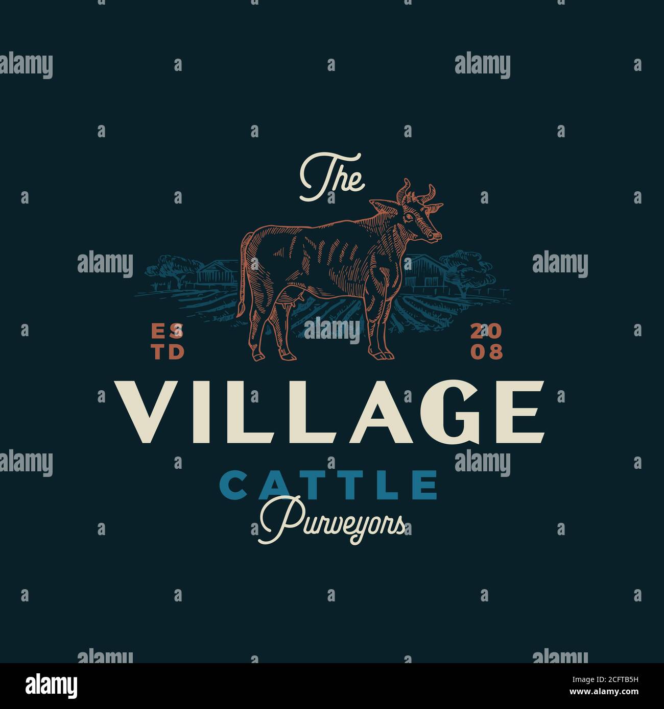 The Village Cattle Purveyors Abstract Vector Sign, Symbol or Logo ...