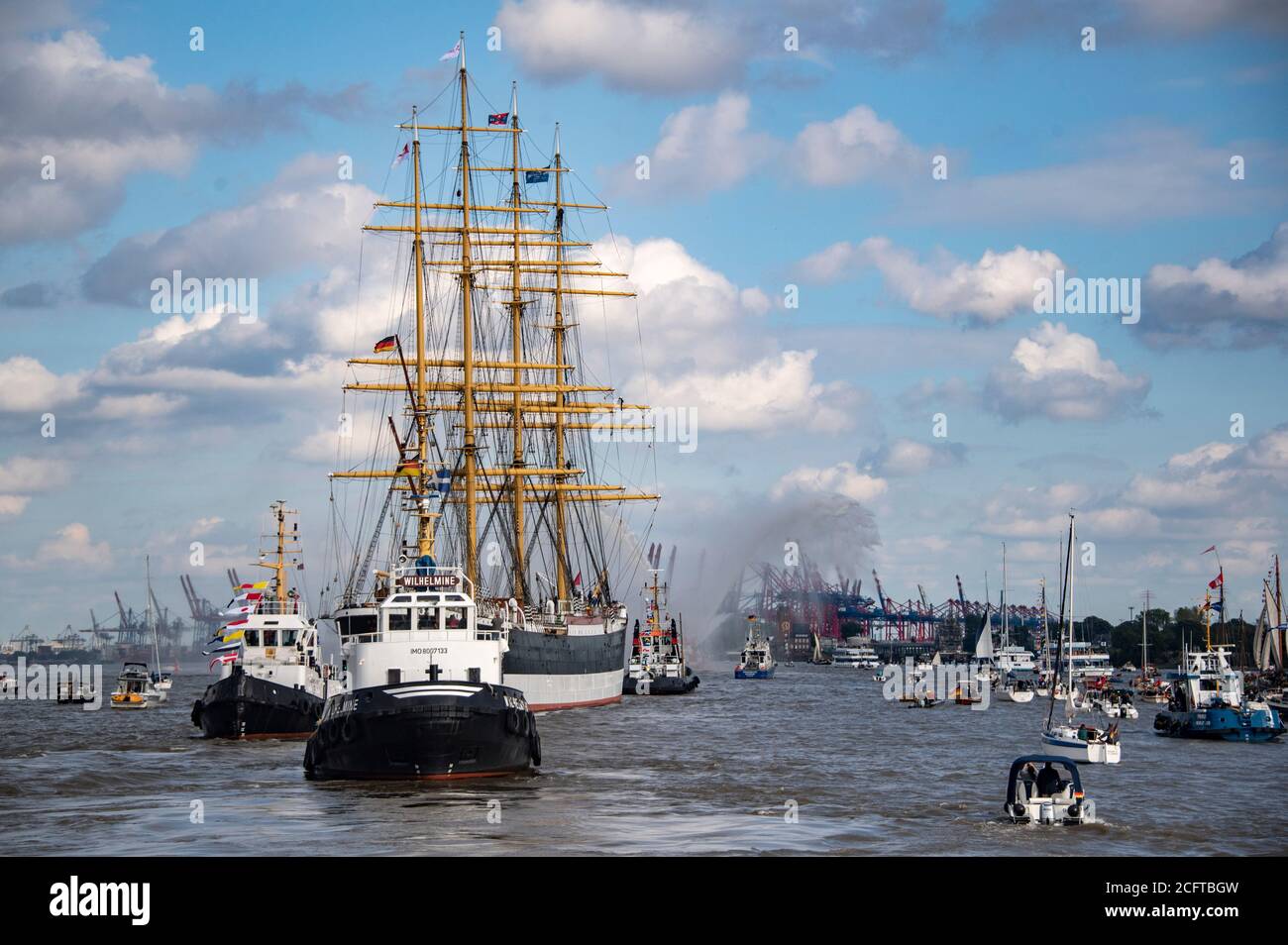 Hamburg, Germany. 07th Sep, 2020. Accompanied by dozens of ships, the ...