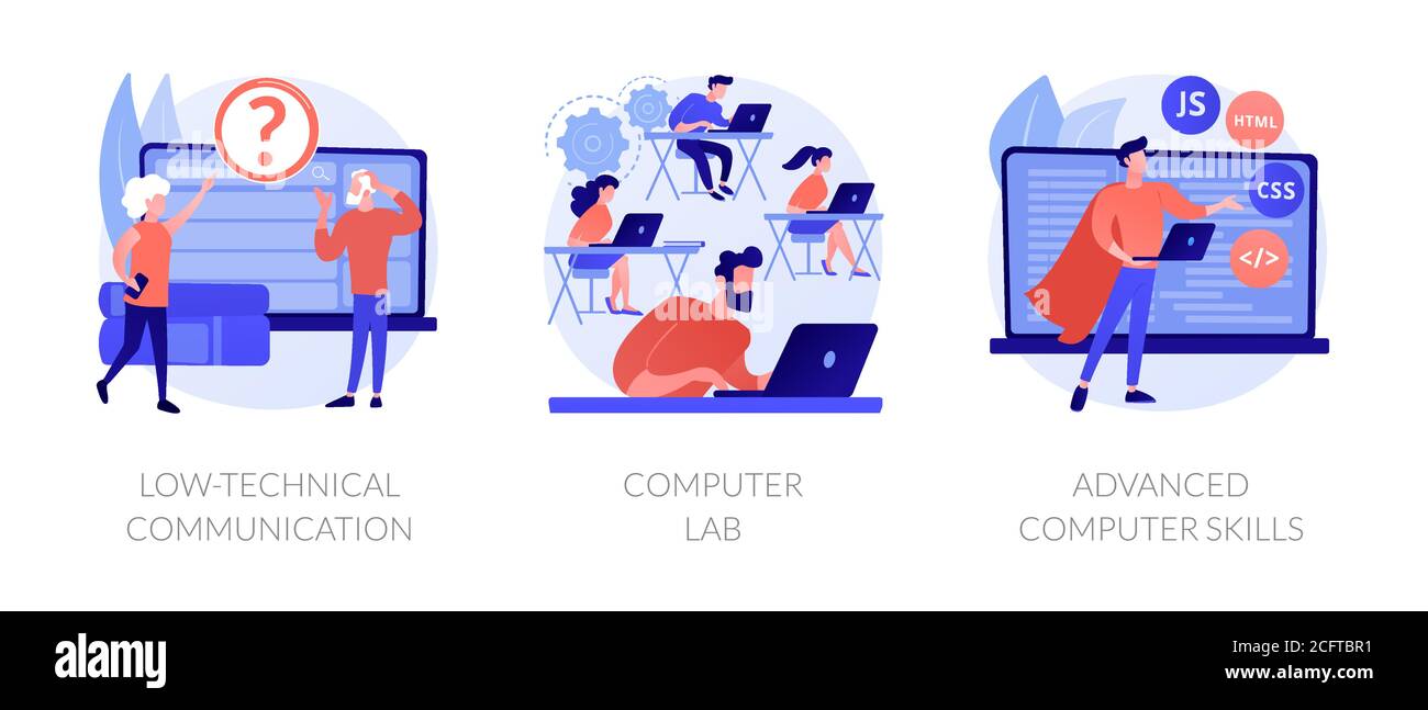 Computer skills requirement abstract concept vector illustrations Stock ...