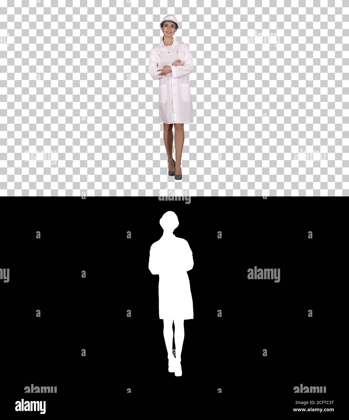 Female doctor engineer walking with digital tablet, Alpha Channel Stock ...