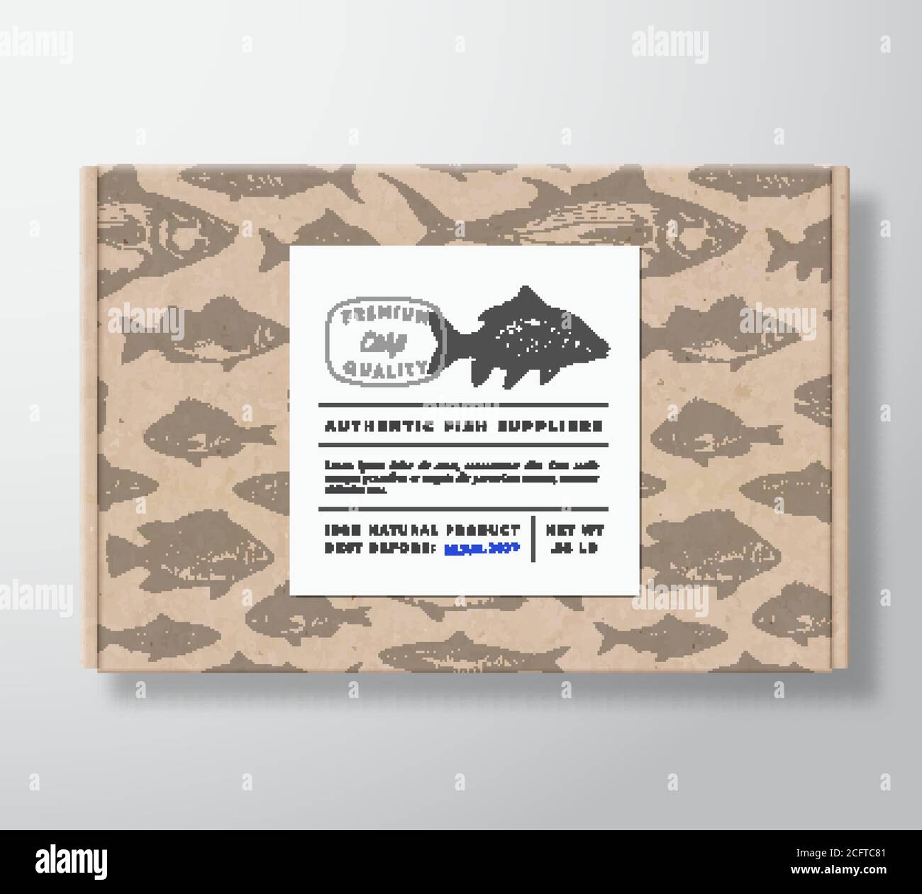 Fish Pattern Realistic Cardboard Box with Banner. Abstract Vector ...