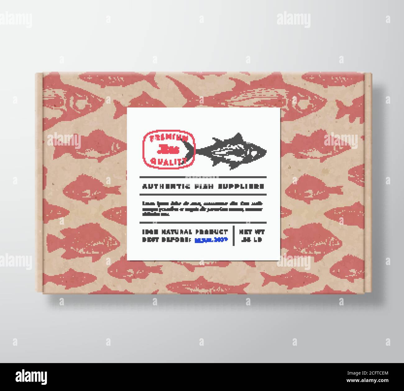 Fish Pattern Realistic Cardboard Box with Banner. Abstract Vector ...