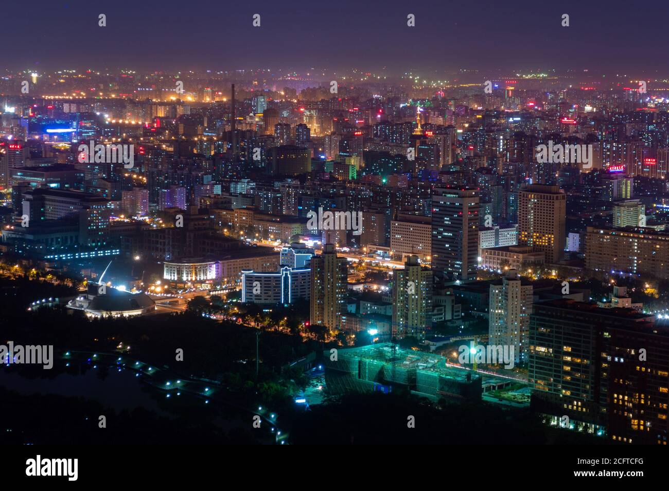 Beijing / China - August 25, 2014: Panoramic night view of Beijing ...