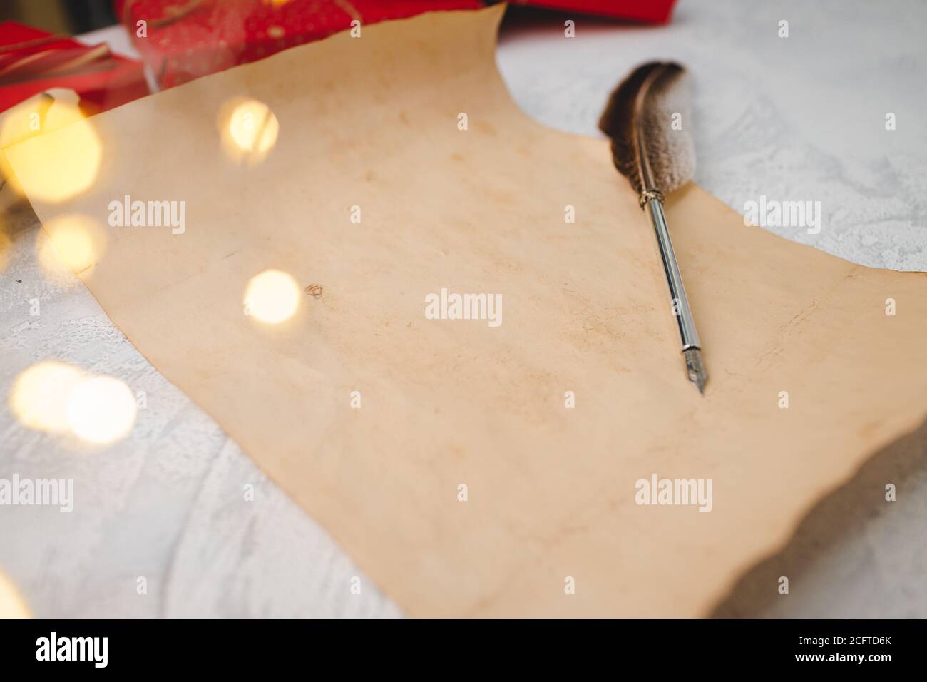 Vintage styled letter to Santa Claus with Christmas decorations Stock ...
