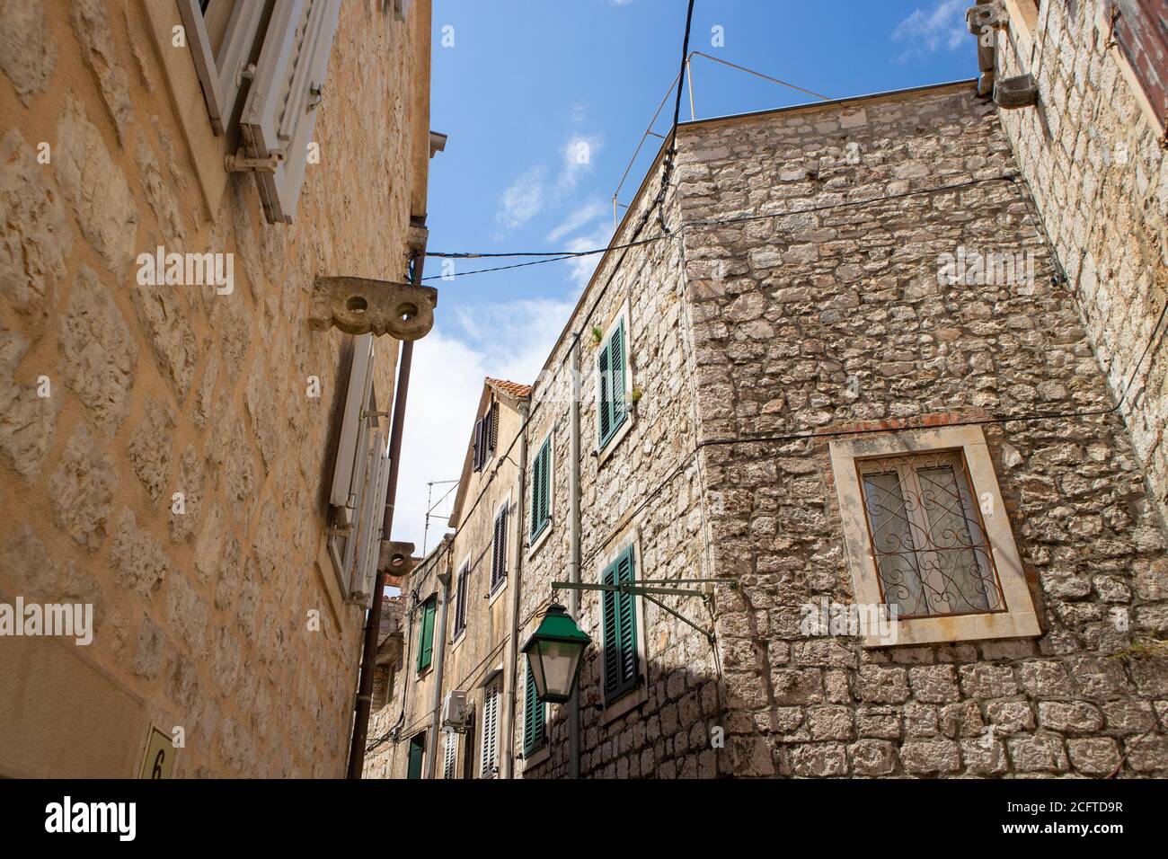 Stari Grad/ Croatia-August 7th, 2020: Beautiful old stone houses in ...