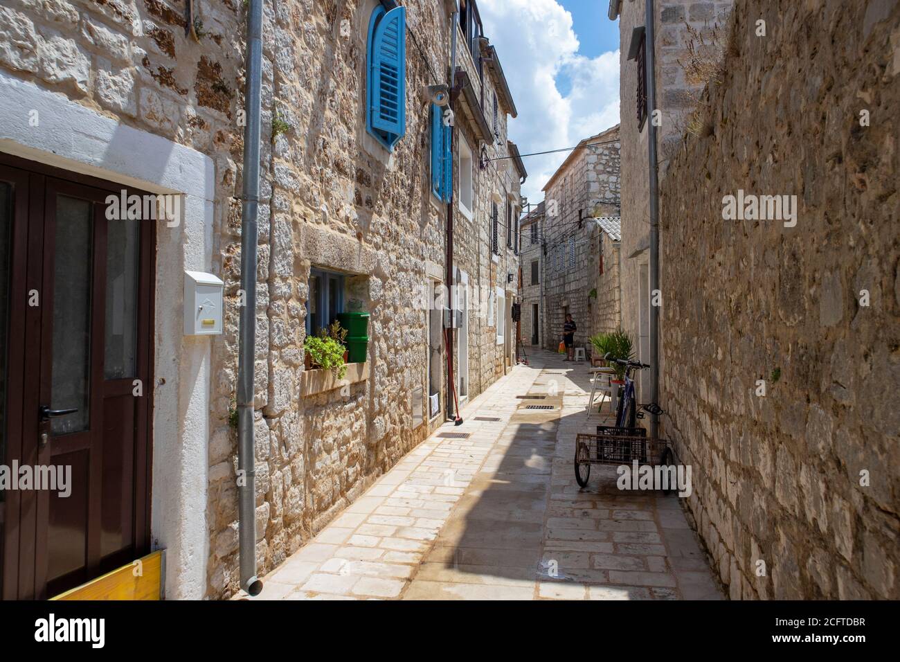 Stari Grad/ Croatia-August 7th, 2020: Narrow dalmatian streets all ...