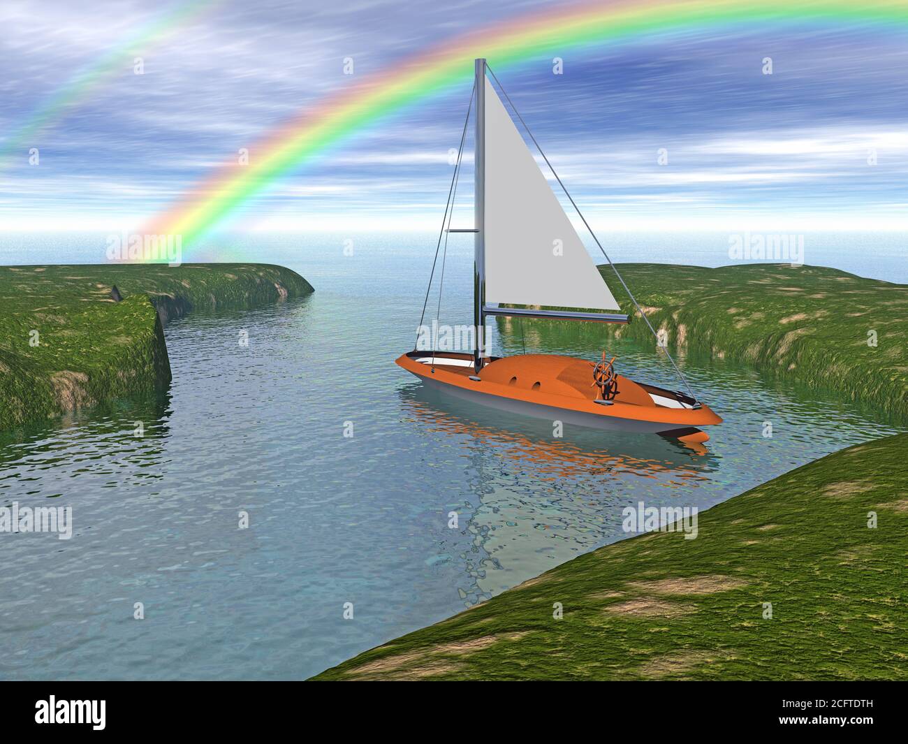 Segelboot im Wasser Stock Photo - Alamy